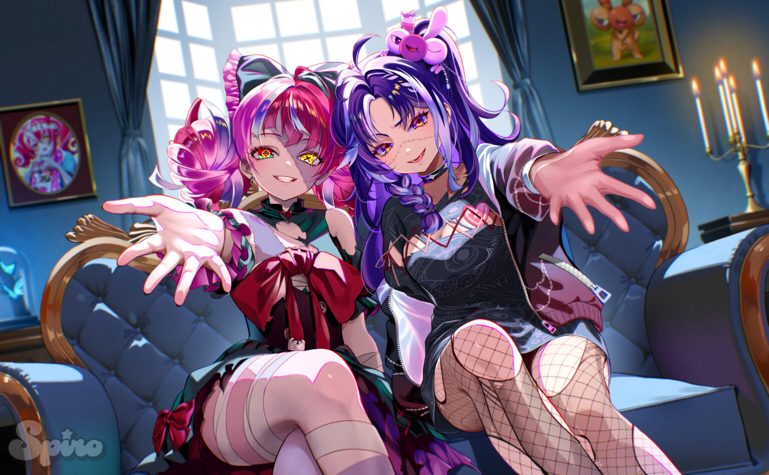 Fanart Illustration of Michi Mochievee and Kureiji Ollie | Spiro Artworks